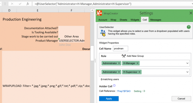 Help: The UserSelector widget - WrapCreator