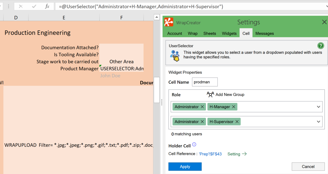 Help: The UserSelector widget - WrapCreator
